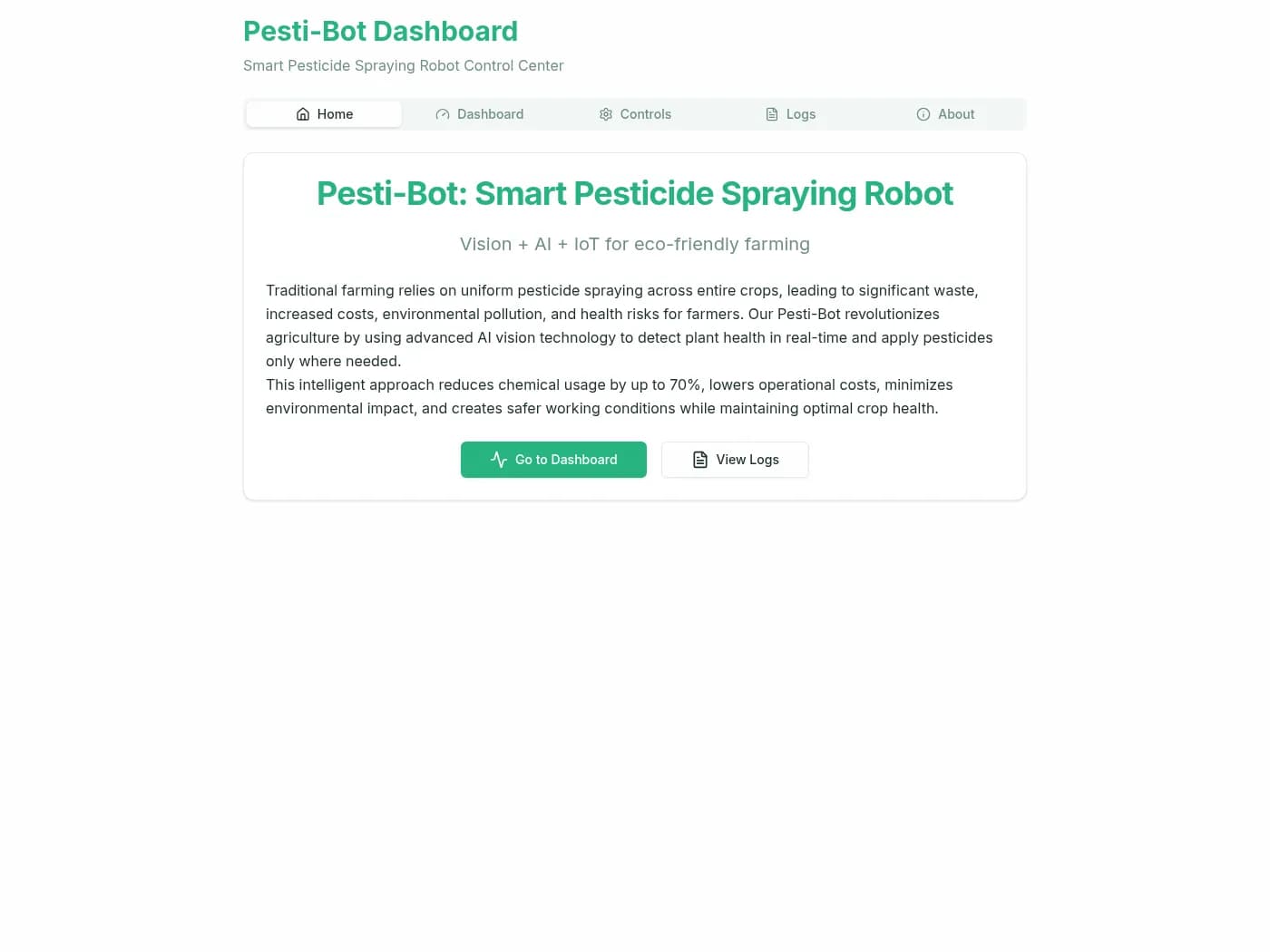 Pesti-Bot Dashboard – Smart IoT-style Simulator for Pesticide Robot