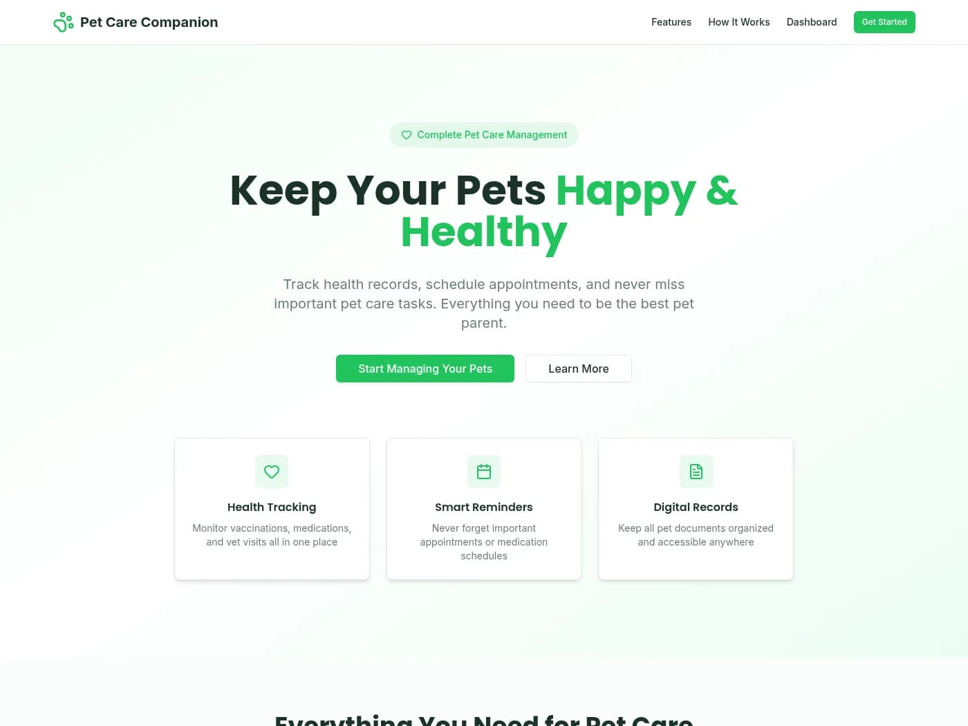 Pet Care Companion Website