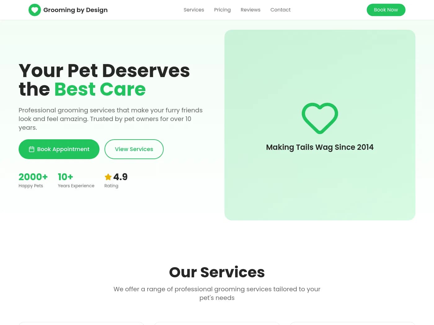 Pet Grooming Service Page