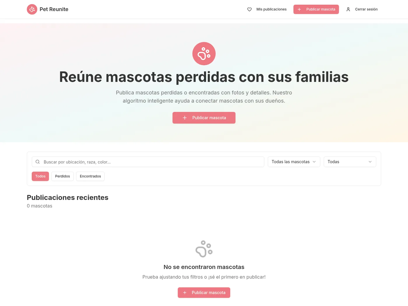 Pet Reunite Finder: Web App for Lost & Found Pets