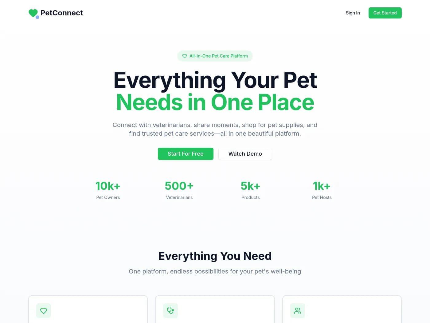 PetConnect: All-in-One Pet Care Platform for Owners, Vets & Providers