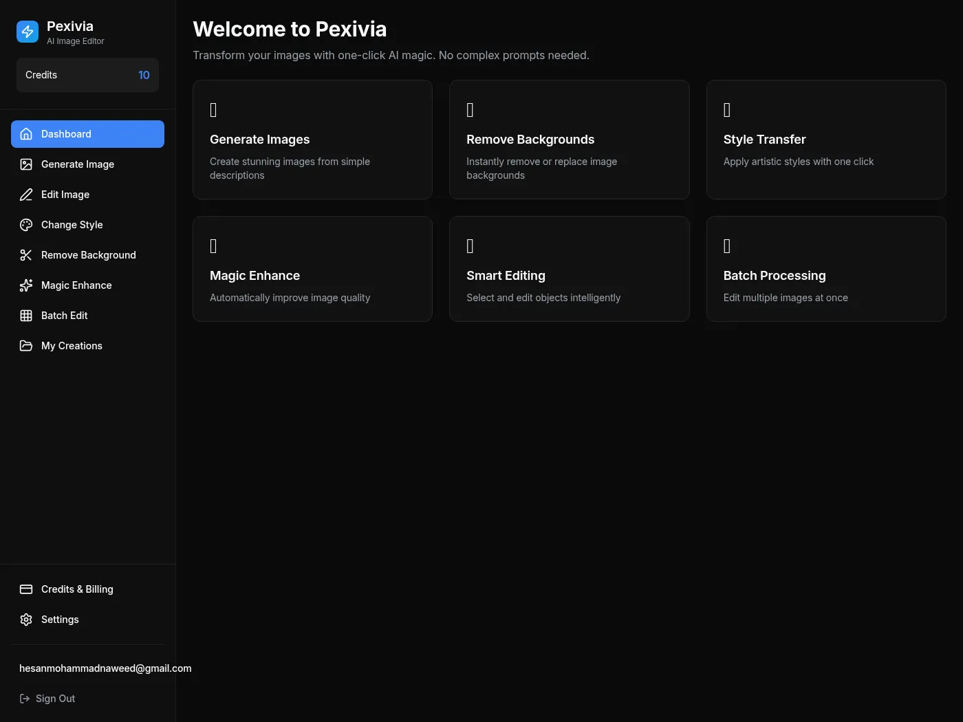 Pexivia: One-Click AI Image Editor Web App