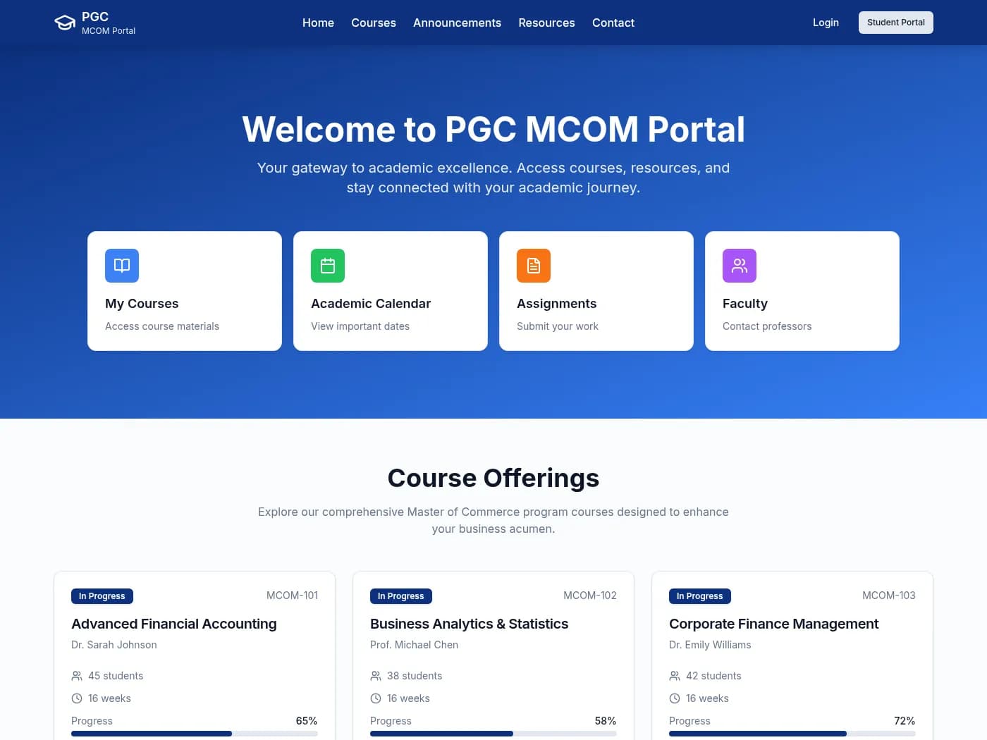 PGC MCOM Portal Clone