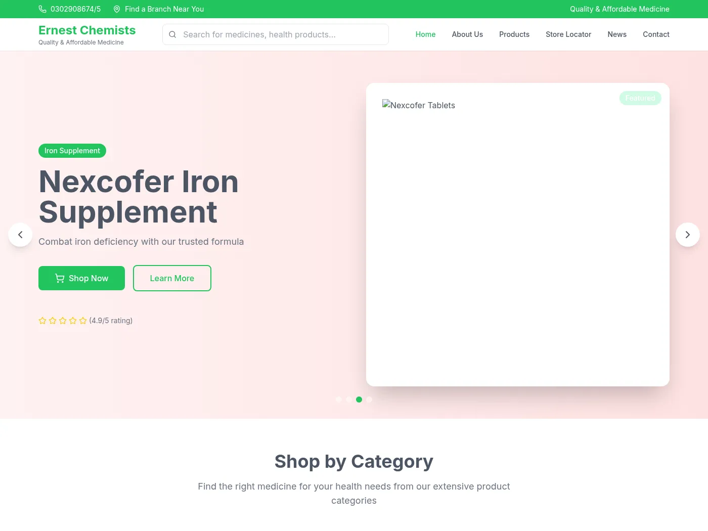 Pharmacy E-commerce Website Inspired by Ernest Chemists