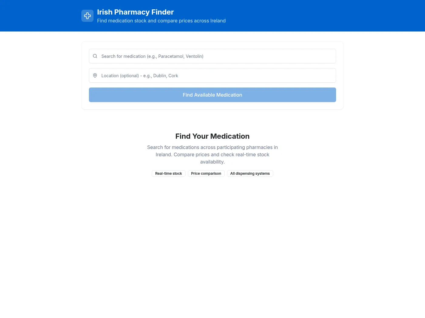 Irish Pharmacy Stock & Price Finder