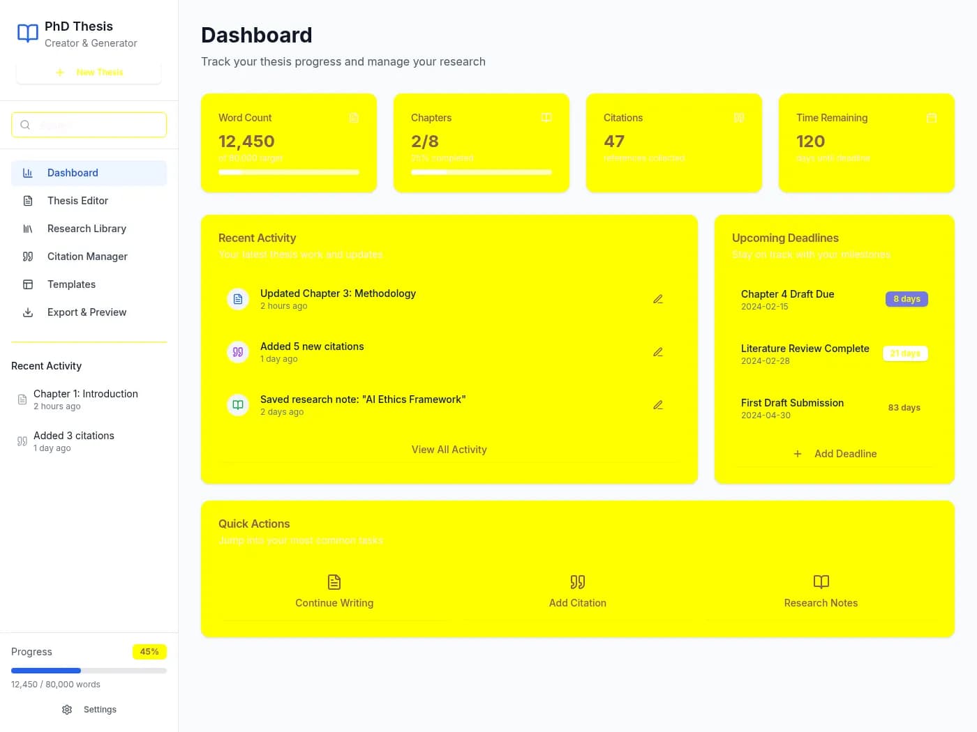 PhD Thesis Creator & Generator
