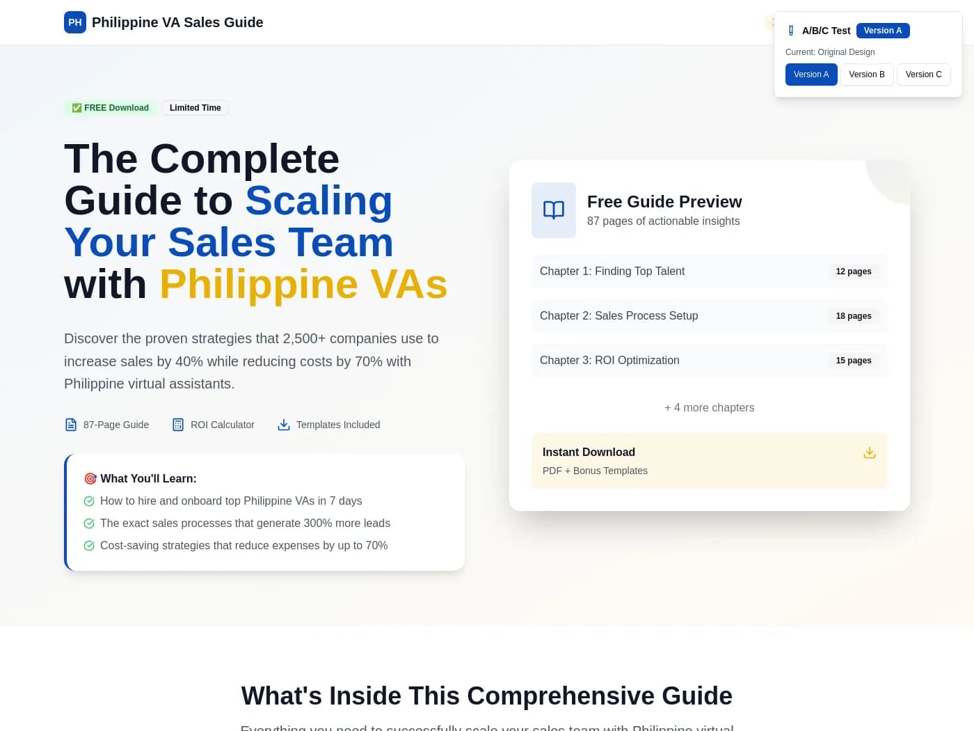 Philippine VA Sales Landing Page