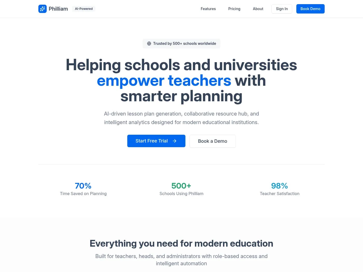 Philliam: AI-Powered Collaborative Lesson Planning SaaS for Schools & Universities