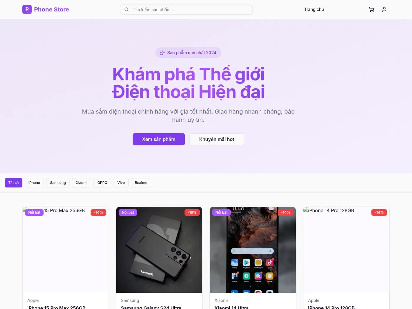 Phone Store Web App with Modern UI