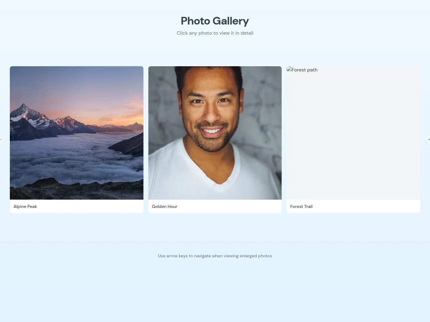 Photo Carousel with Click-to-Enlarge Feature