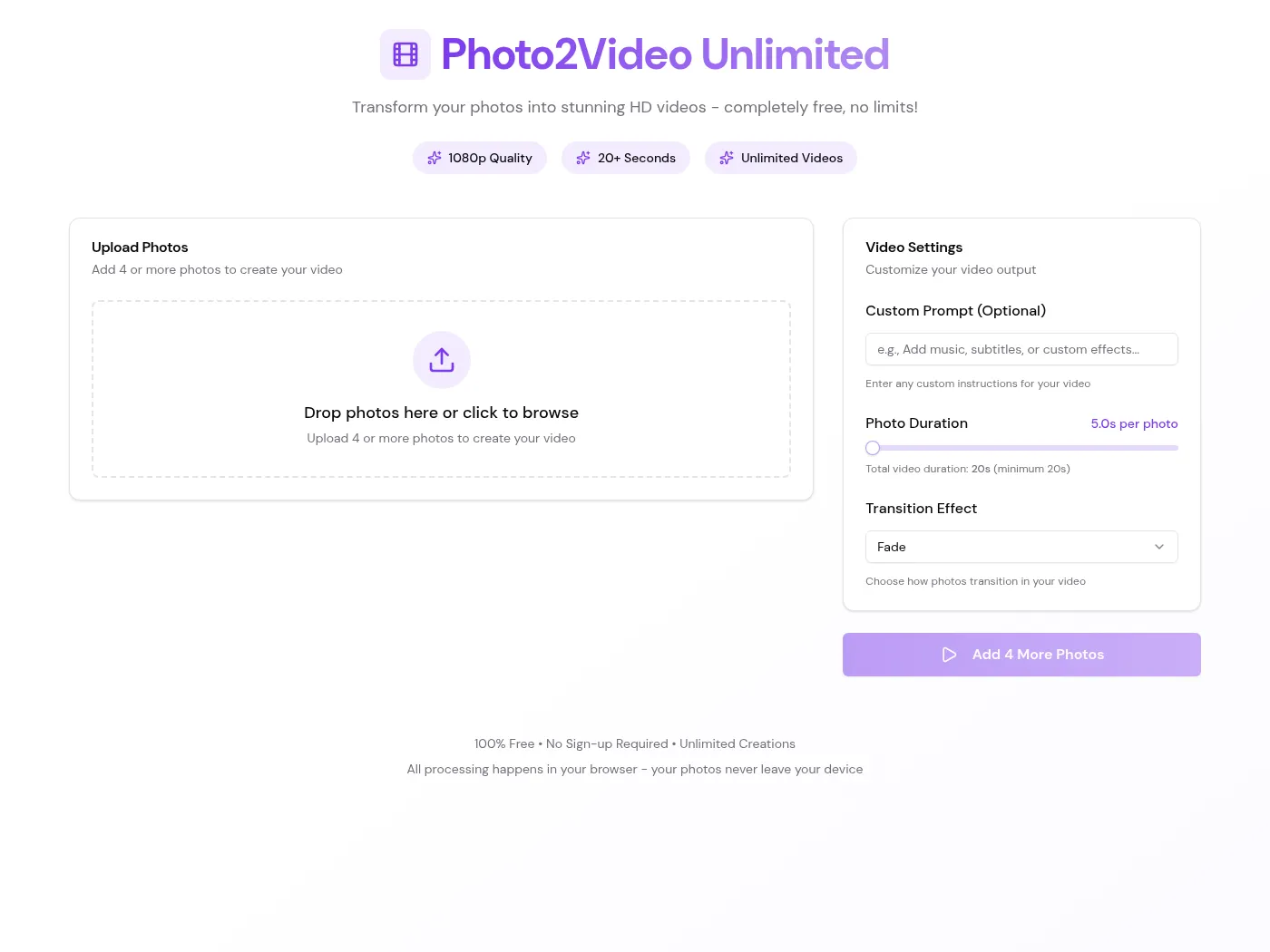 Photo2Video Unlimited - Free HD Video Generator from Photos