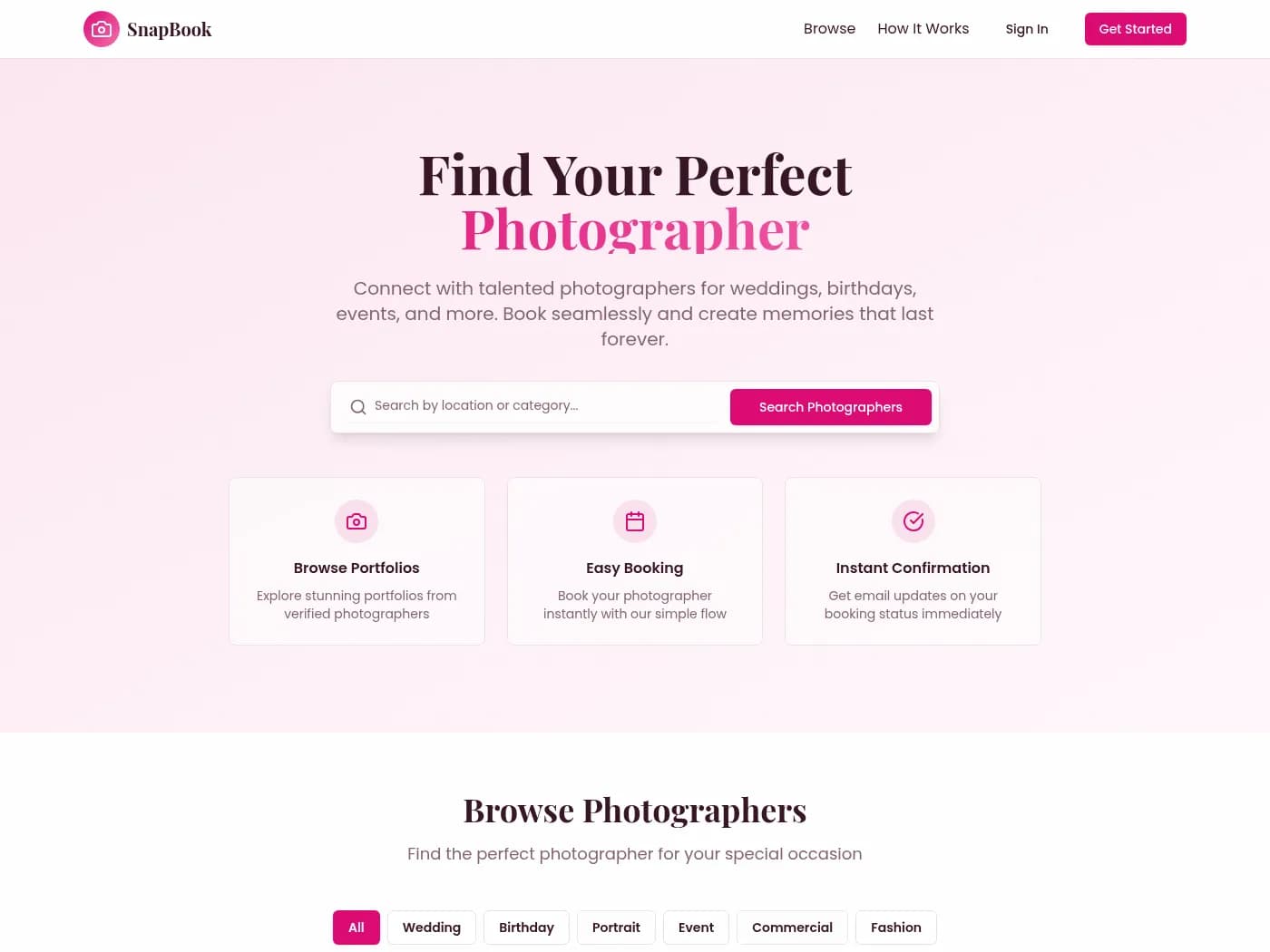 Photographer Booking & Discovery MVP Platform