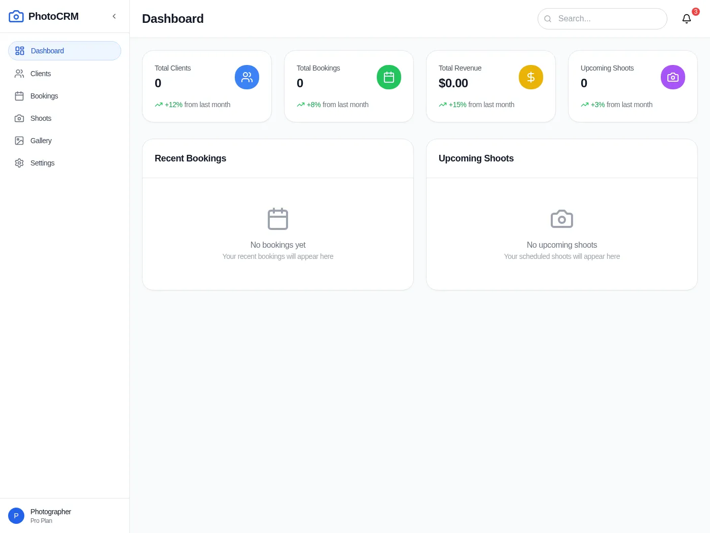 PhotoCRM: Client Relationship Manager for Photographers
