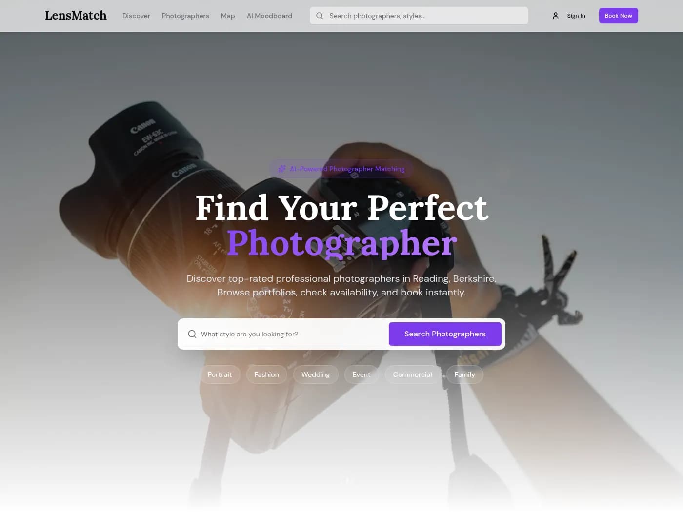 AI-Powered Photographer Finder for Reading, Berkshire