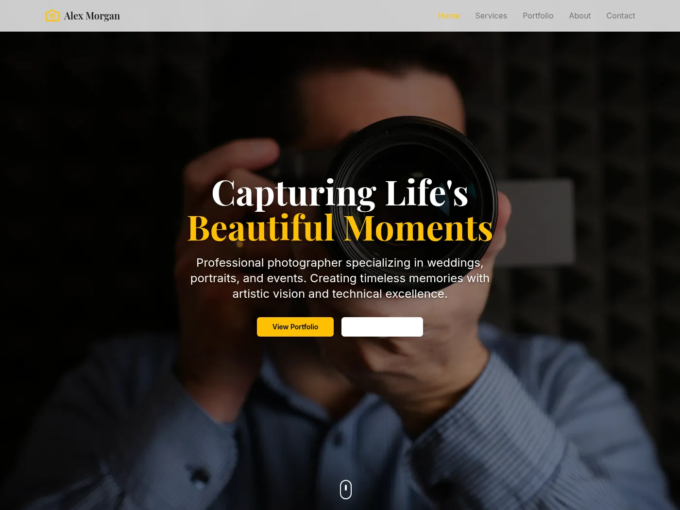 Pro Photographer Portfolio & Services Website