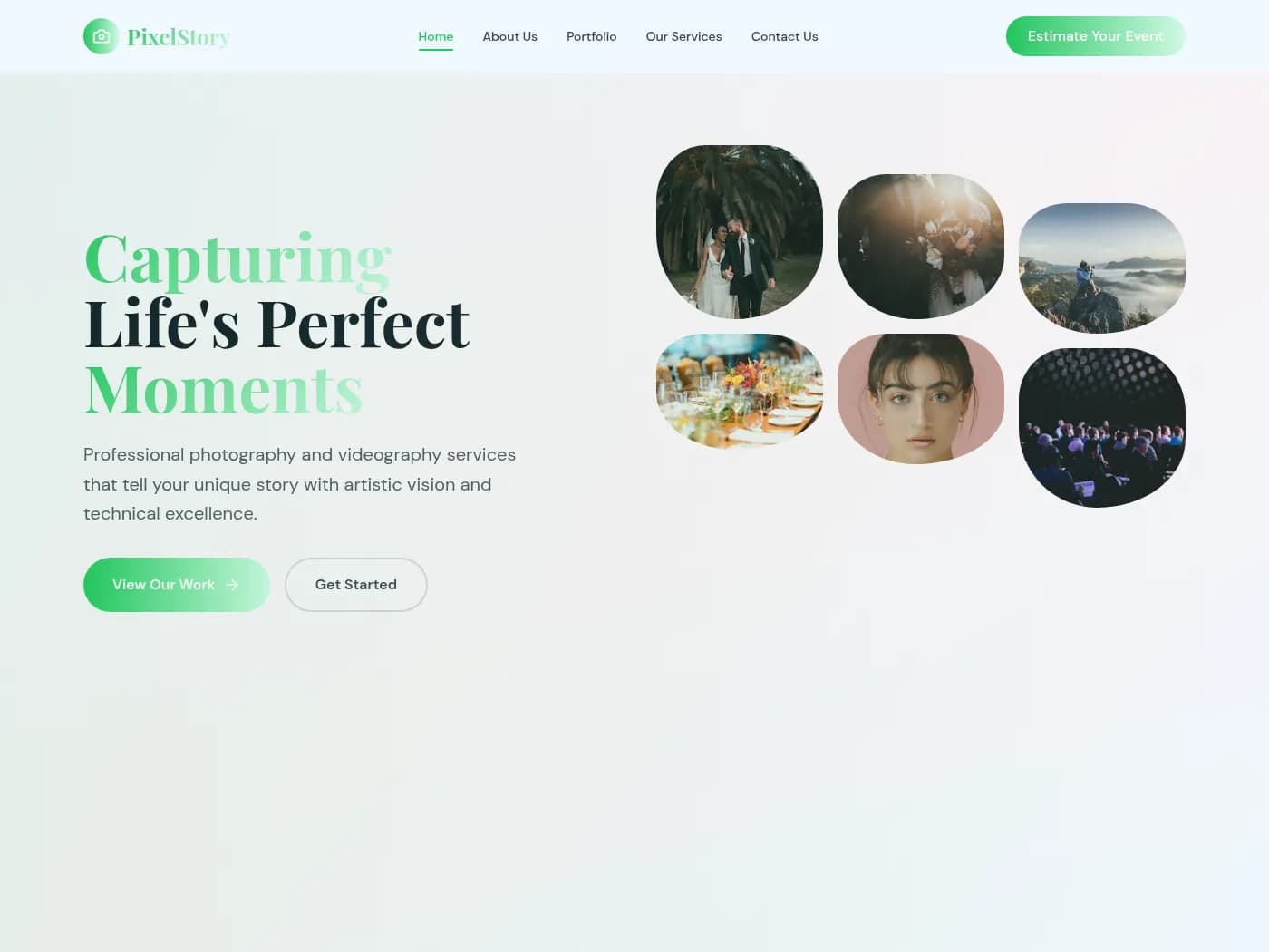 Colorful Photography & Videography Portfolio Website with Animated, Interactive UI