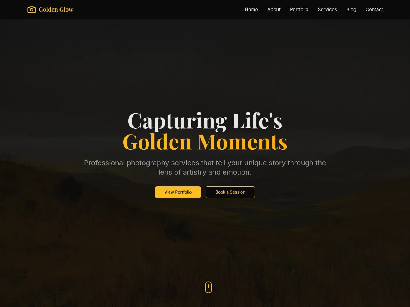 Golden Glow Photography Portfolio Website