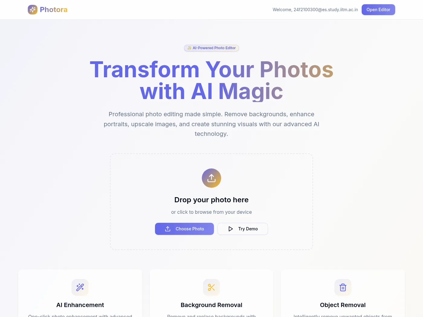Photora - AI Photo Editor Platform
