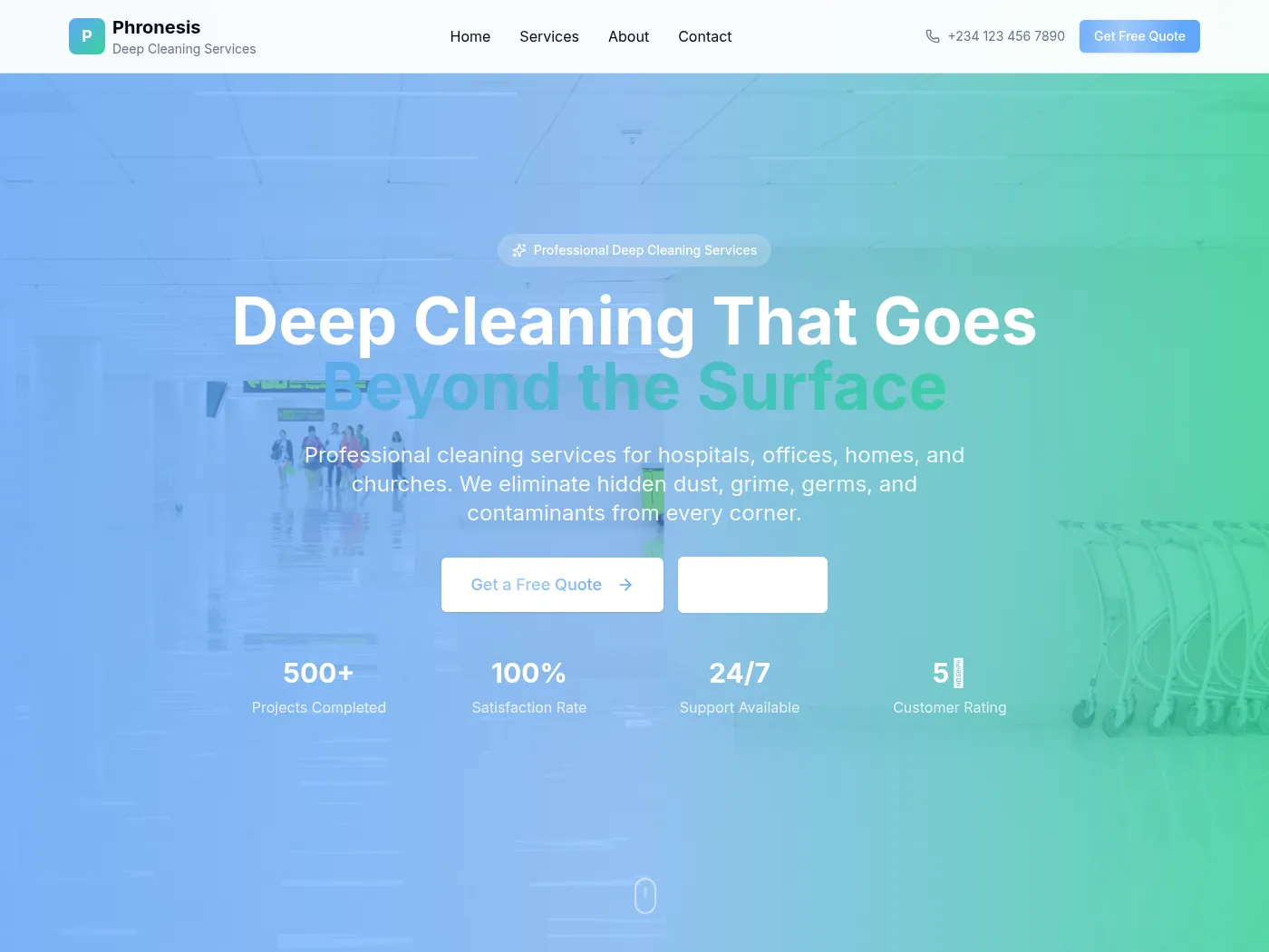 Phronesis Deep Cleaning Services Website