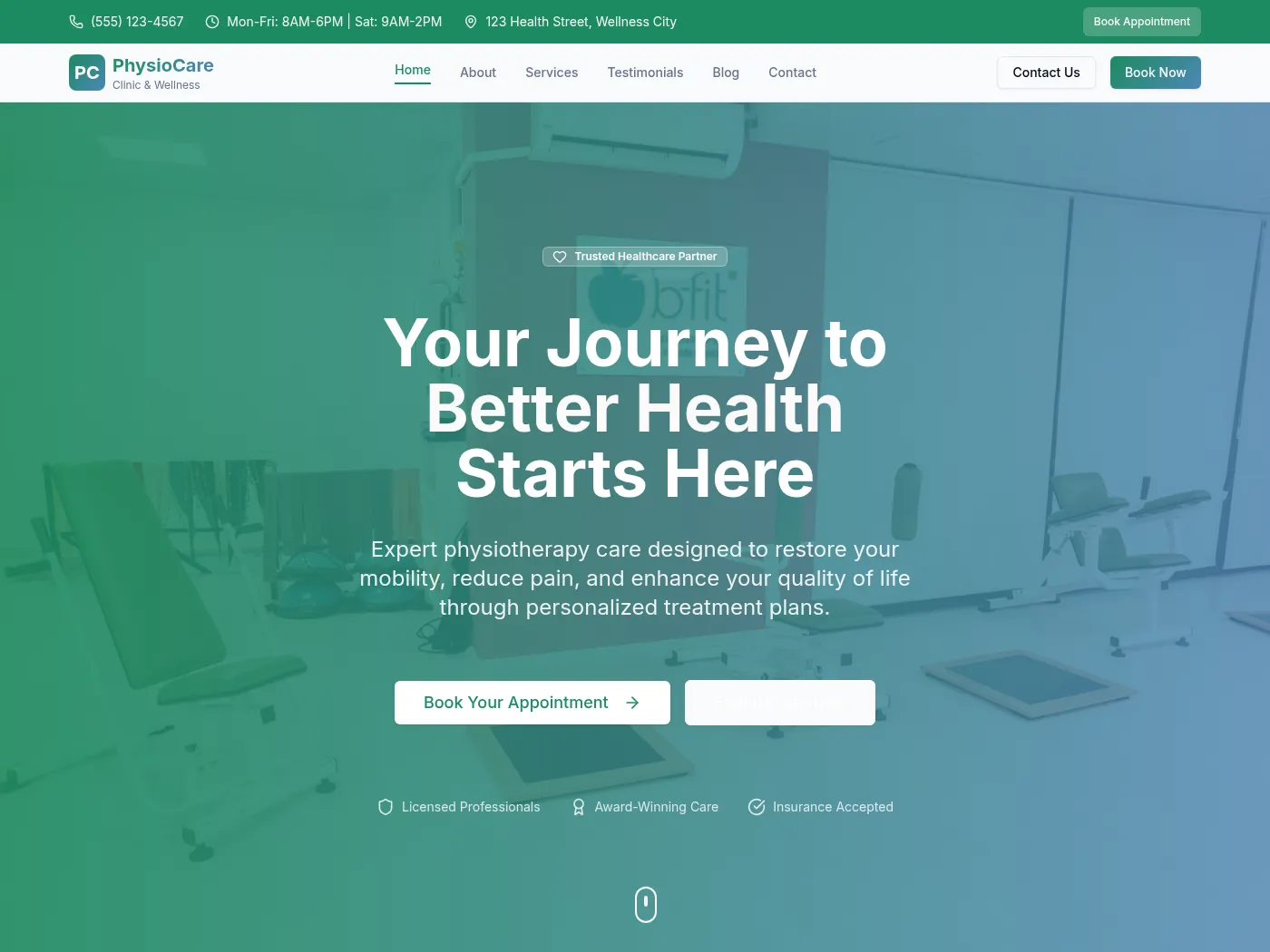 PhysioCare Clinic Website