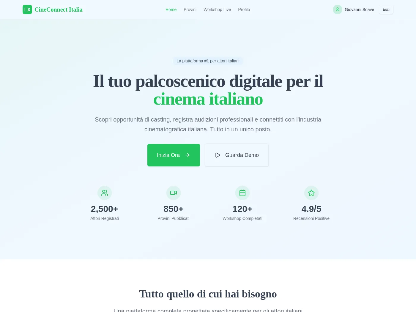 Piattaforma Italiana per Audizioni e Networking Attori