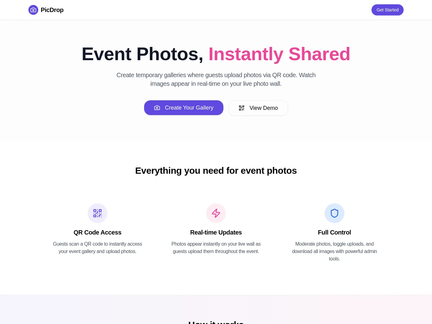 PicDrop Event Gallery Platform