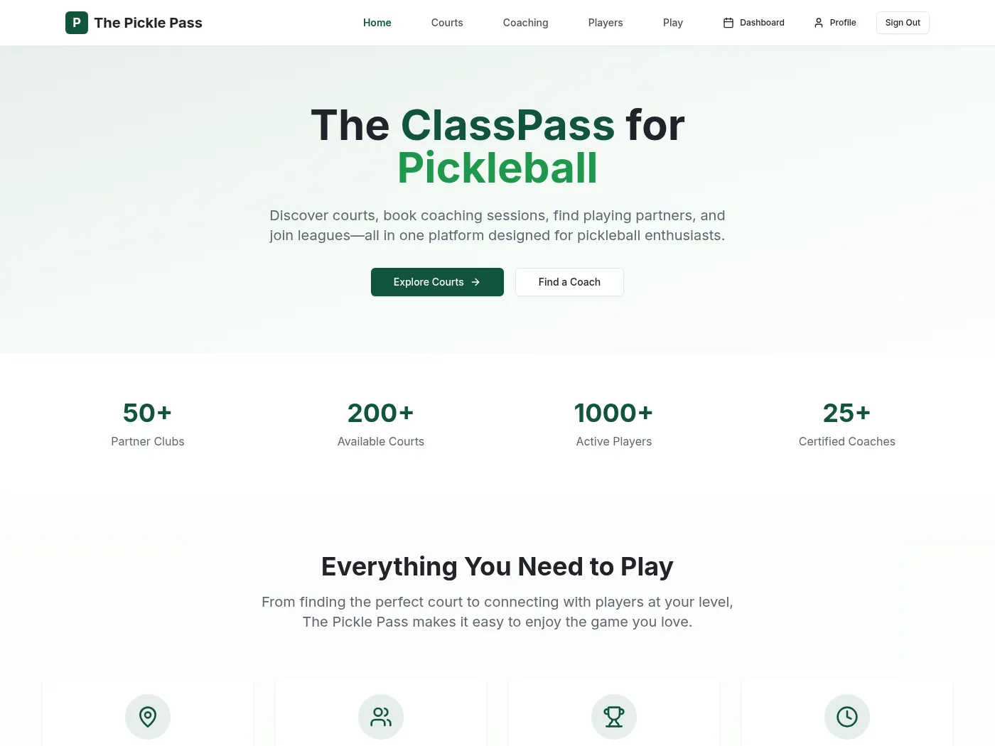 PickleballPass: The ClassPass for Pickleball Courts, Coaching & Players