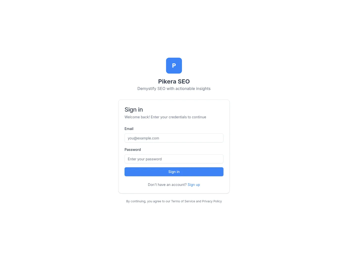Pikera SEO Onboarding Flow Wireframes