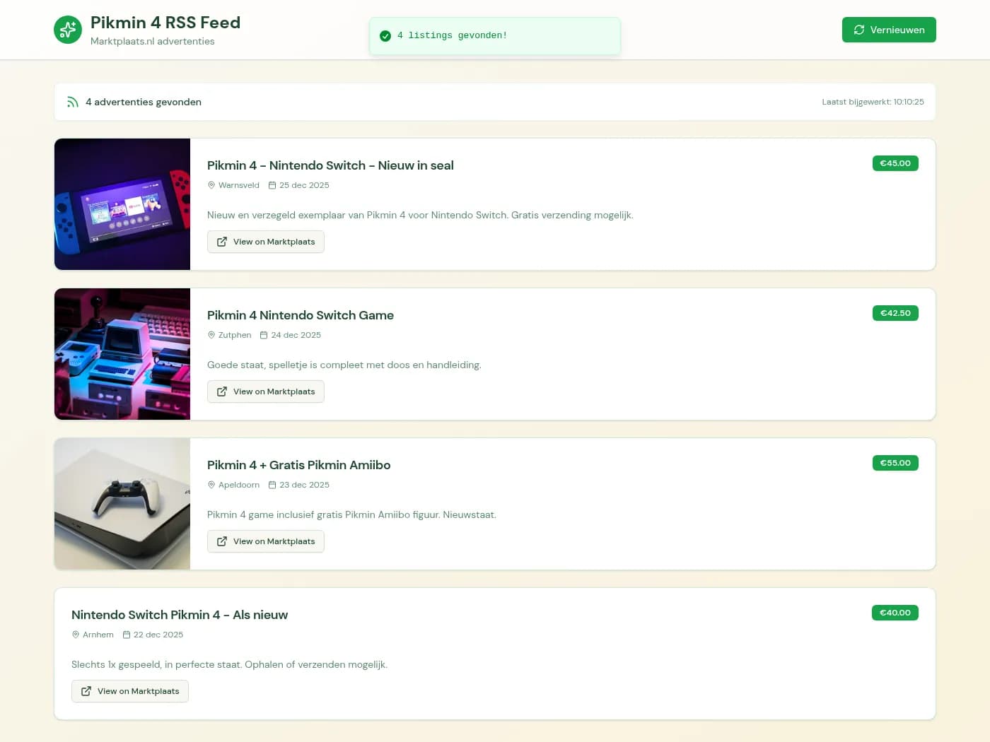 Pikmin 4 RSS Feed App