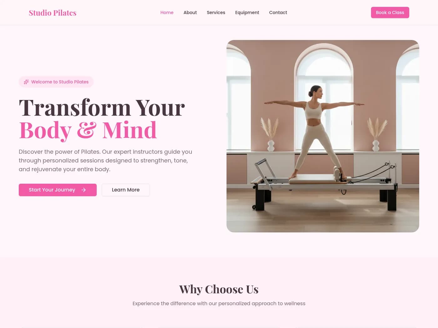 Pilates Studio Landing Page