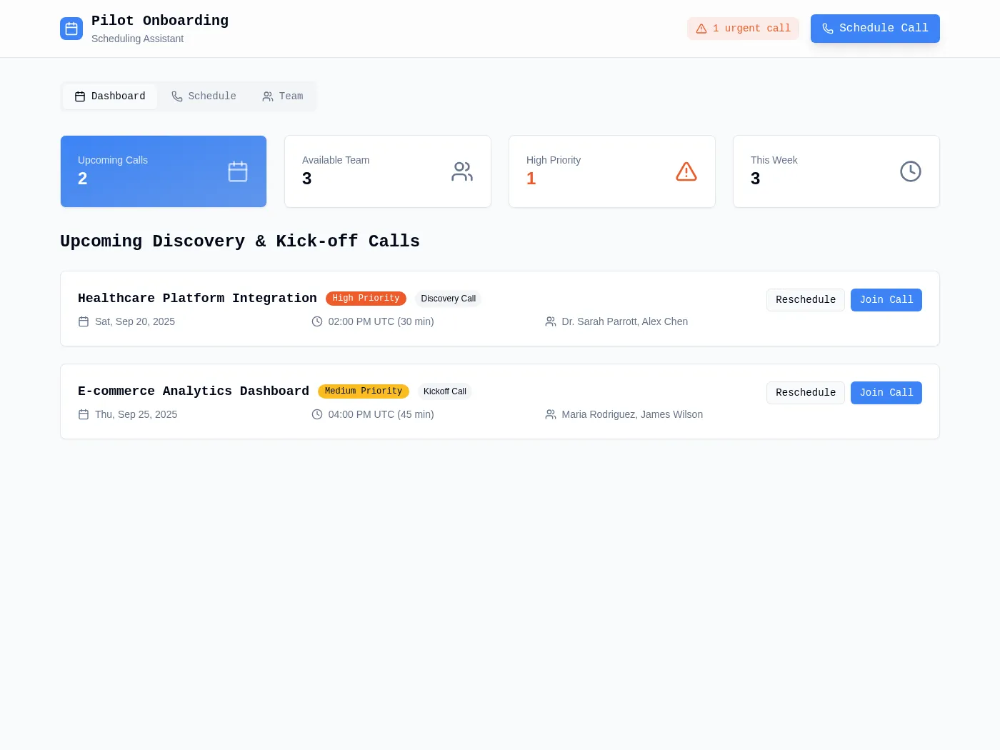 Pilot Onboarding Scheduling Assistant