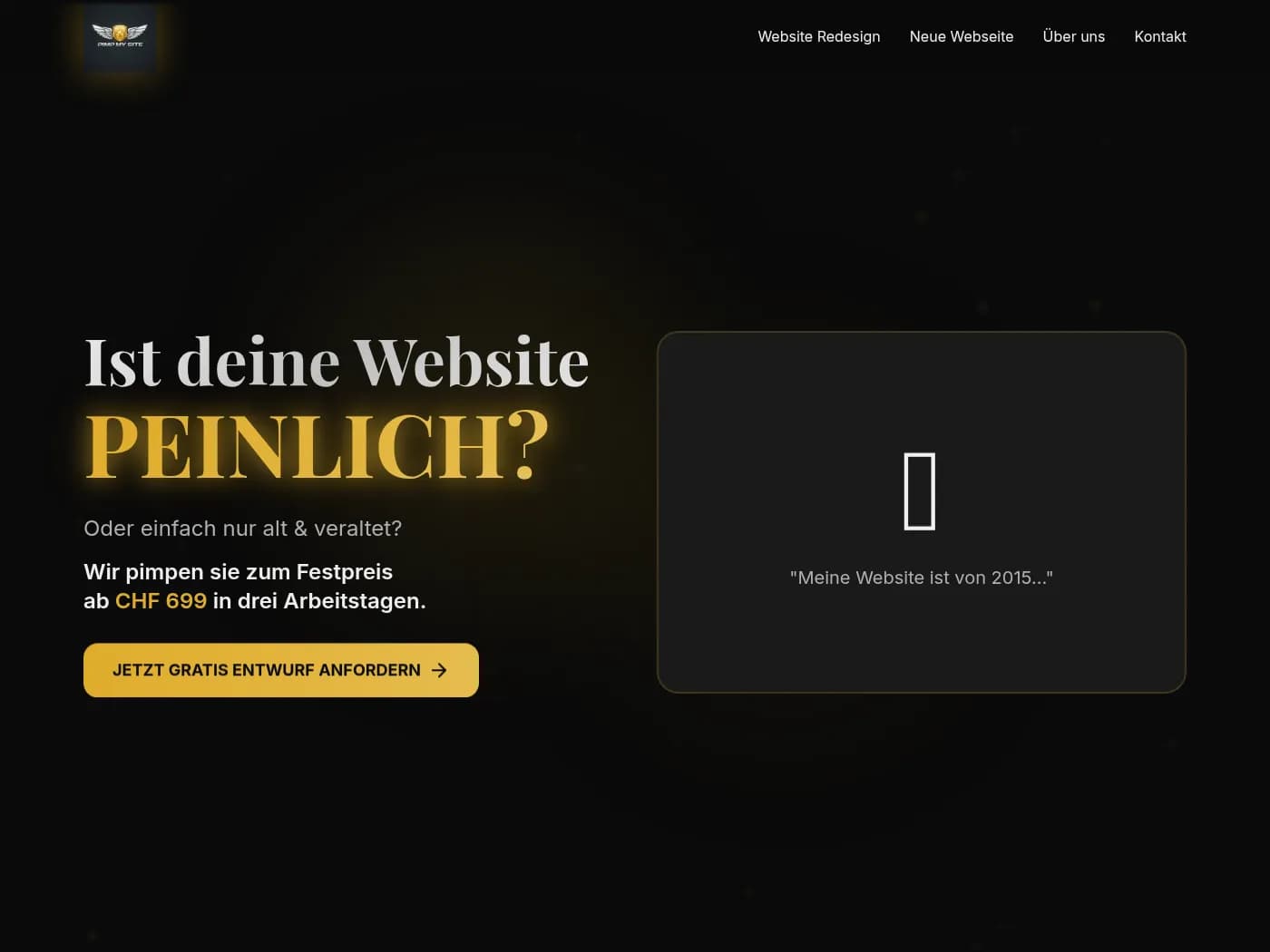 Pimp My Site – Premium Website Redesign Landing Page for Swiss SMEs