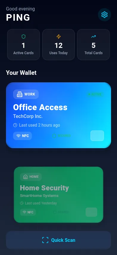 PING: NFC Key Card Holder Mobile App