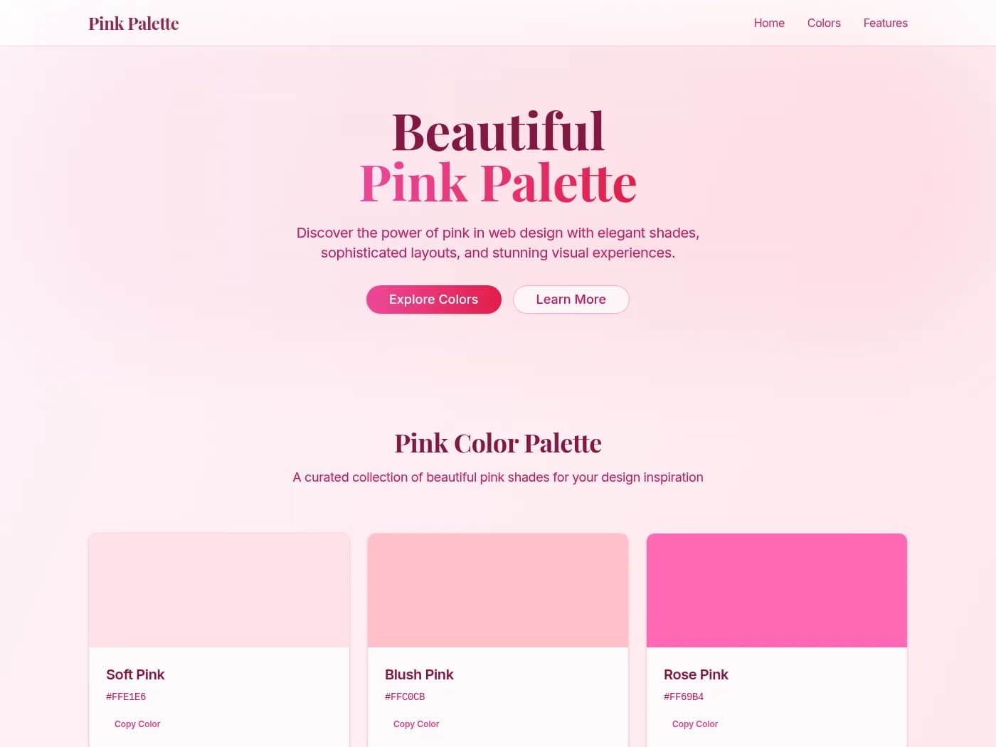 Pink Themed Webpage