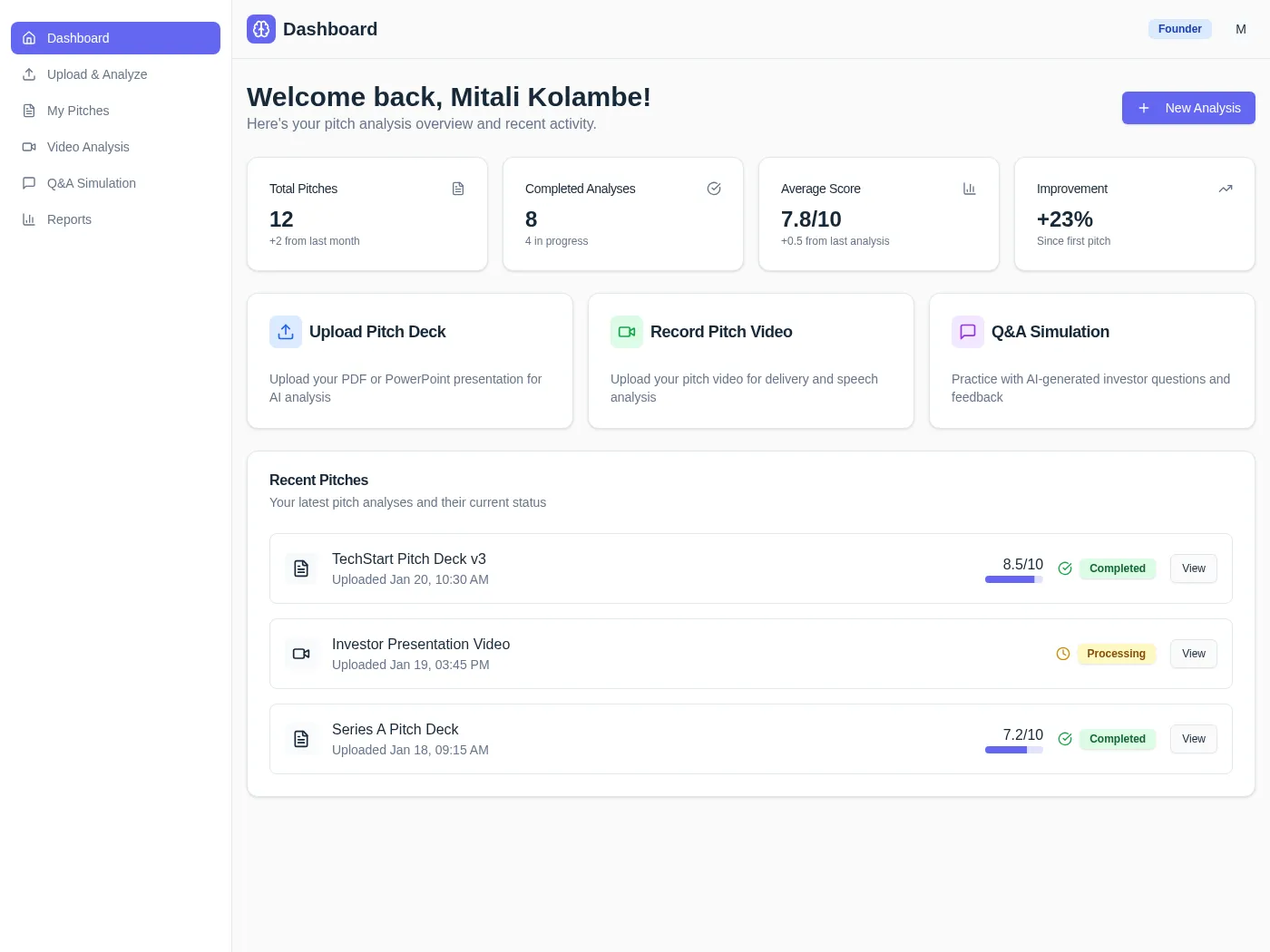 PitchAI: Web Platform for AI-Driven Startup Pitch Analysis & Investor Screening