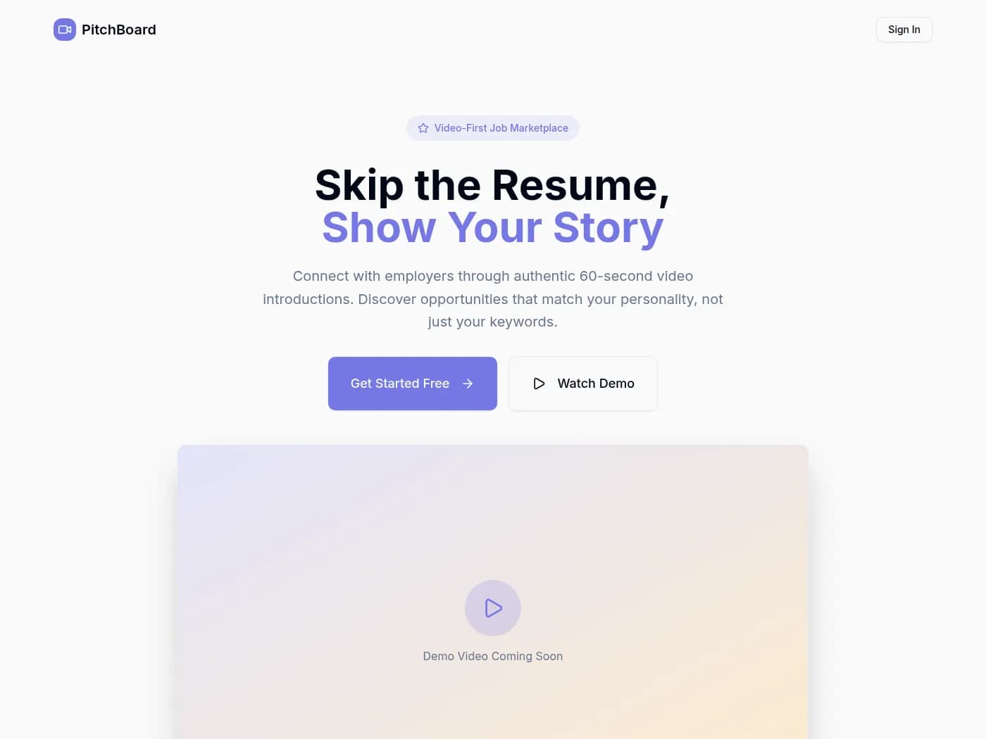 PitchBoard MVP: Video-First Job Marketplace