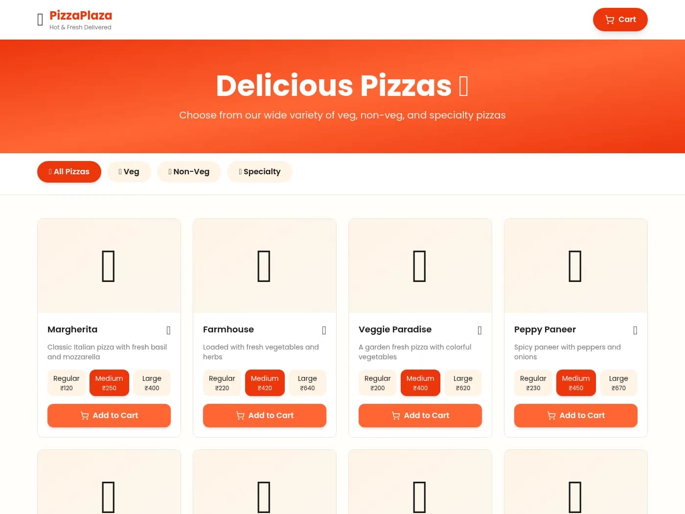 PizzaPlaza: A Delicious Pizza Ordering Web App