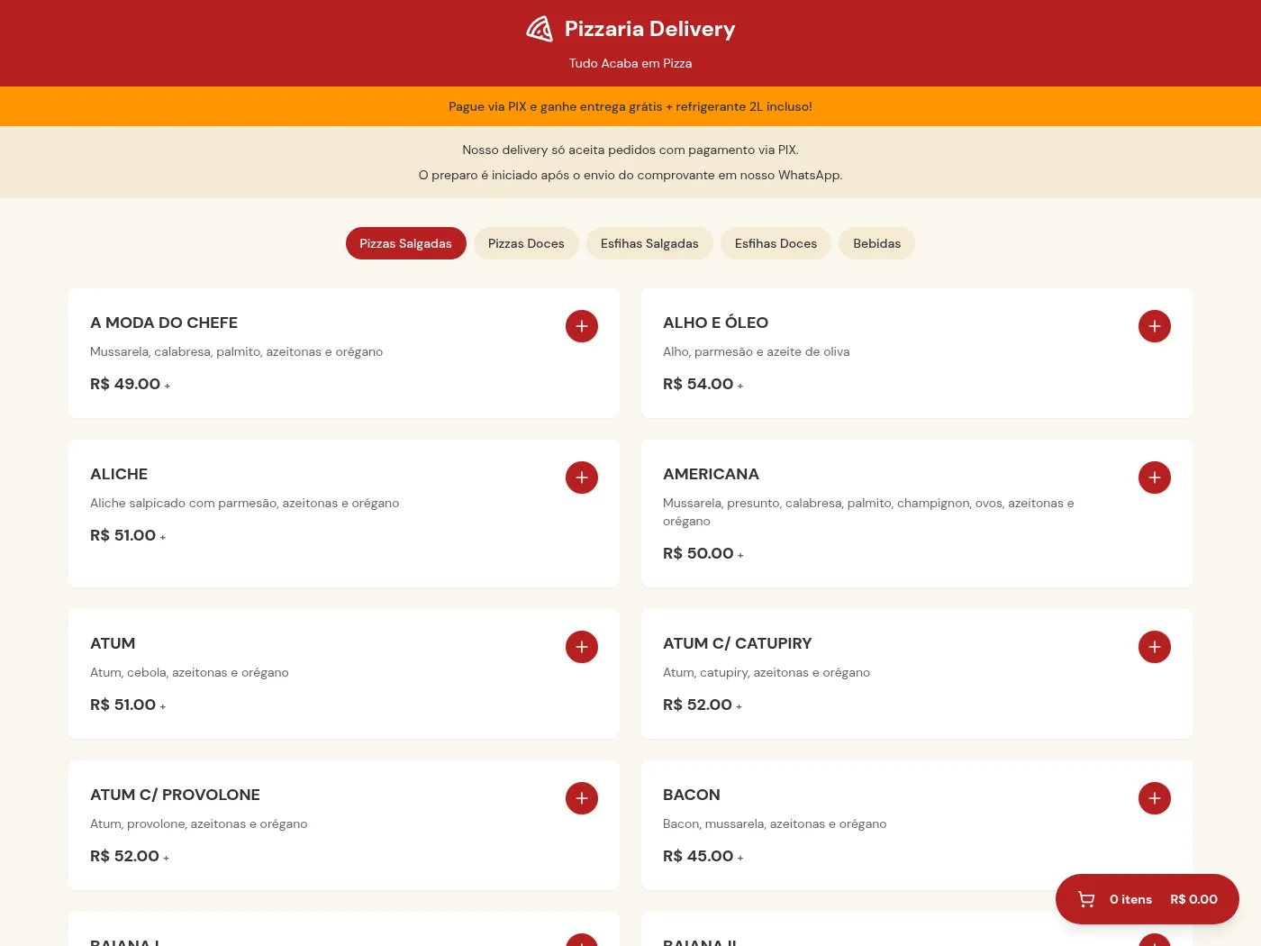 Pizzeria Online Ordering Website Clone