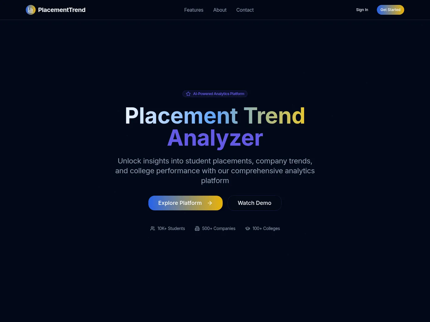 Placement Trend Analyzer Landing Page