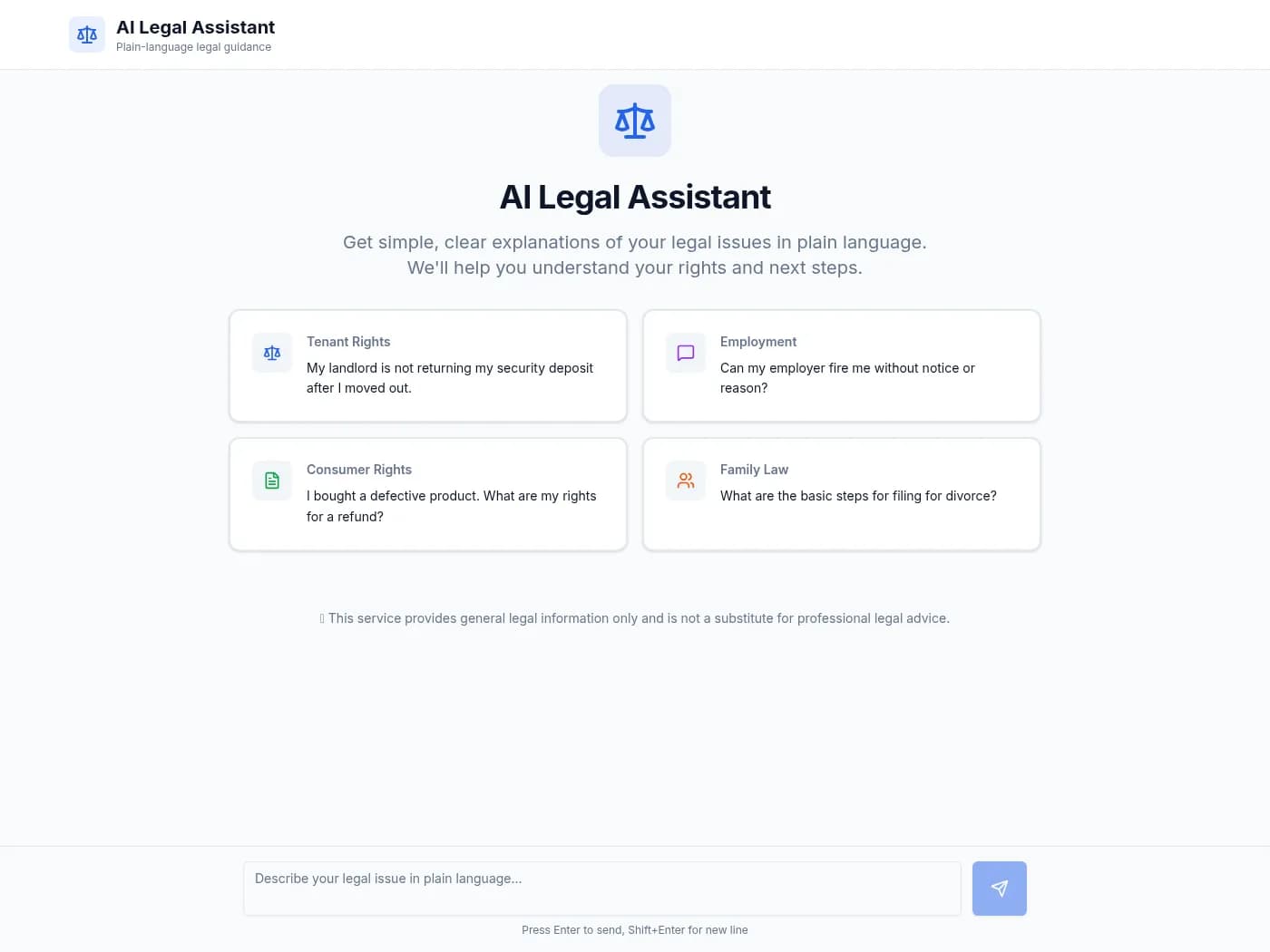 Plain-Language AI Legal Assistant for Everyday People
