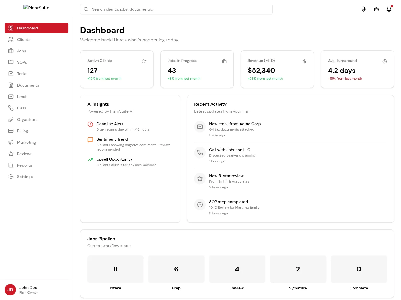 PlanrSuite: Multitenant AI-powered Practice Management Suite for Accounting Firms