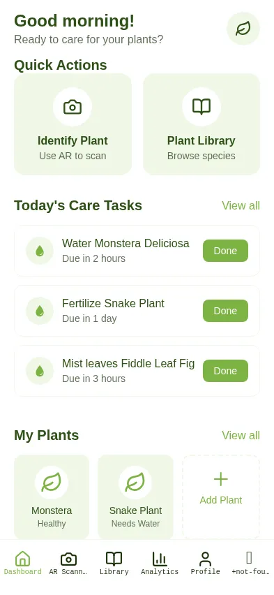 Plant AR: Augmented Reality Plant Identification & Care App