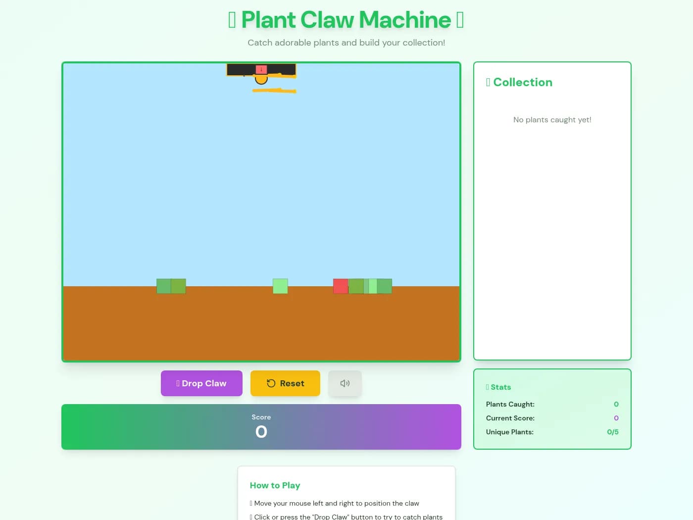 Plant Claw Machine Mini Game