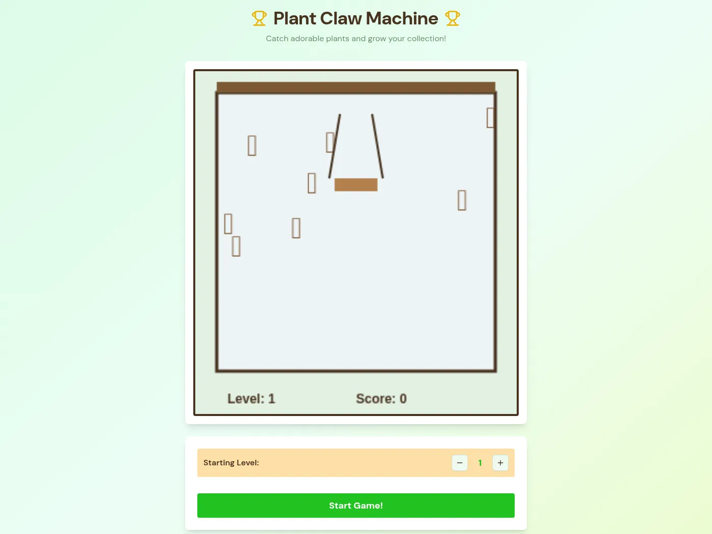 Plant Claw Machine Mini Game