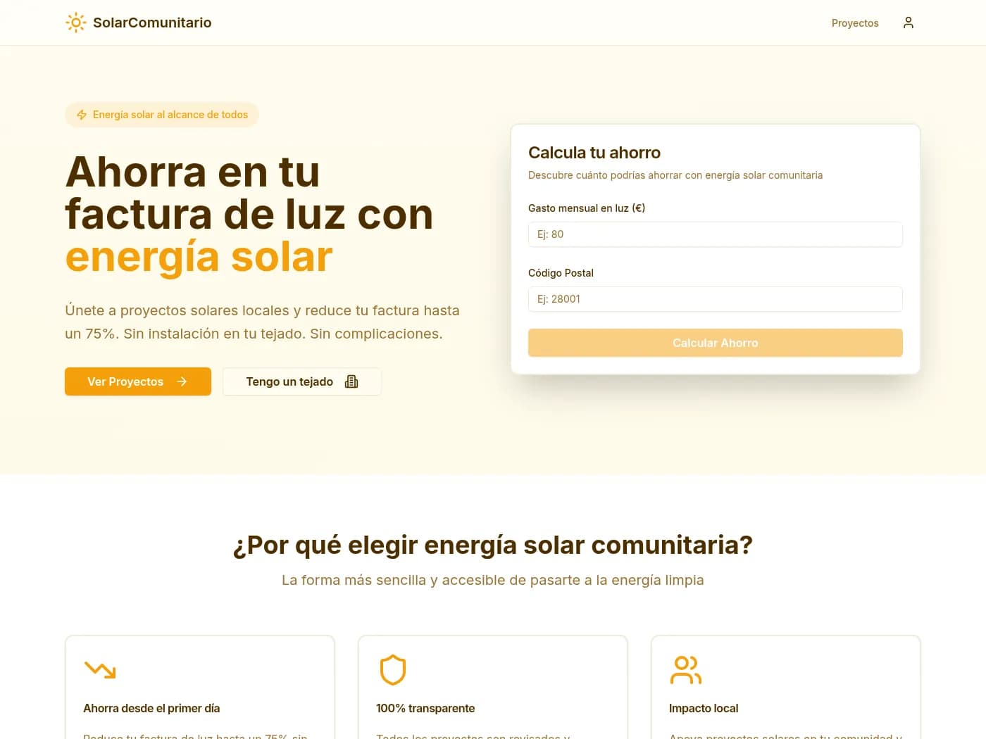 Plataforma de Ahorro Energético Solar Comunitario (Marketplace de Dos Lados)
