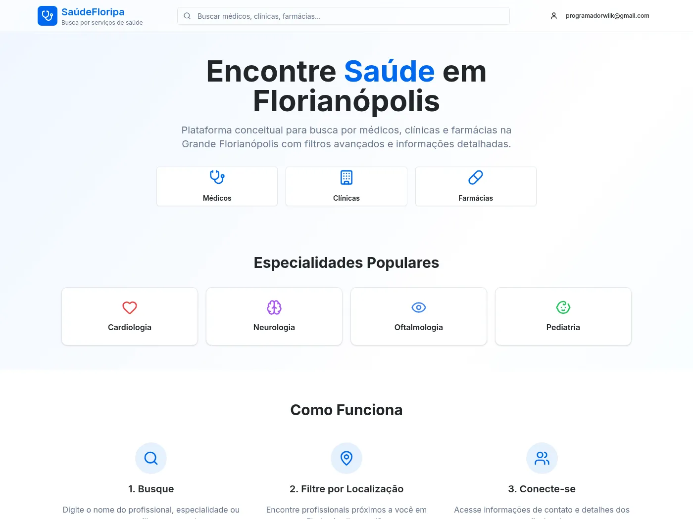 Protótipo Conceitual de Plataforma de Busca de Serviços de Saúde em Florianópolis