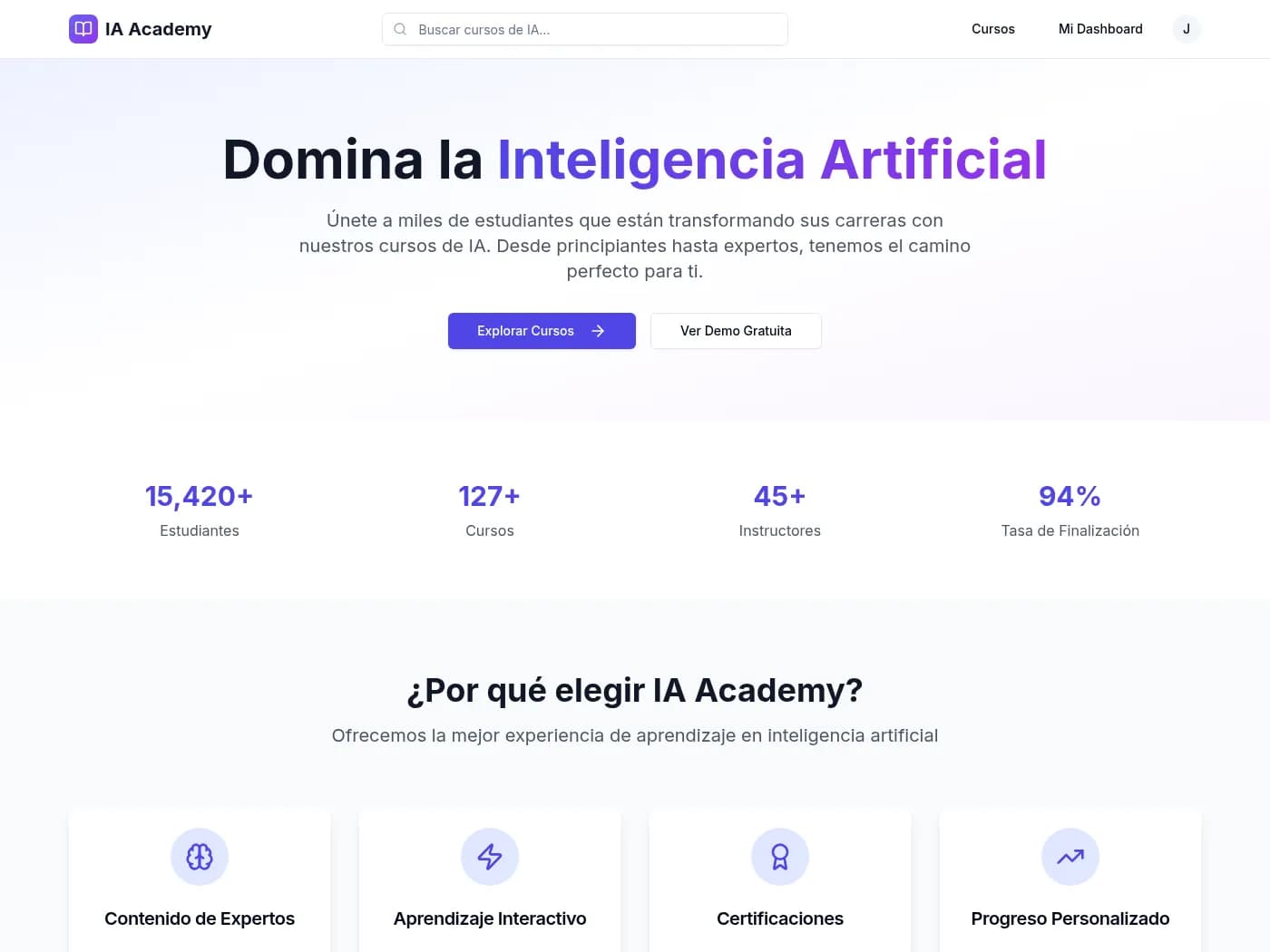 Plataforma Integral de Cursos de IA