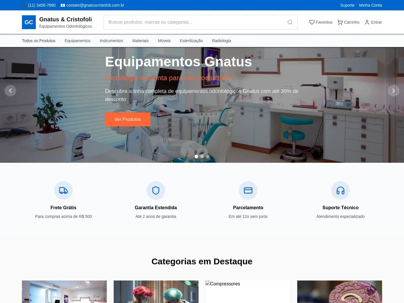 Plataforma de E-commerce Odontológico para Gnatus e Cristofoli
