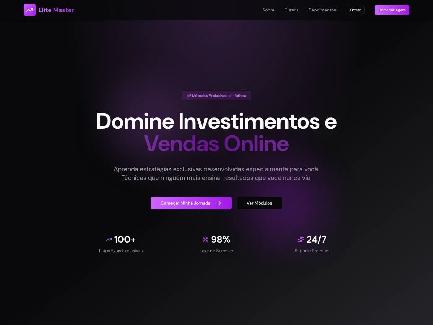 Plataforma Exclusiva de Ensino de Investimentos e Vendas Online