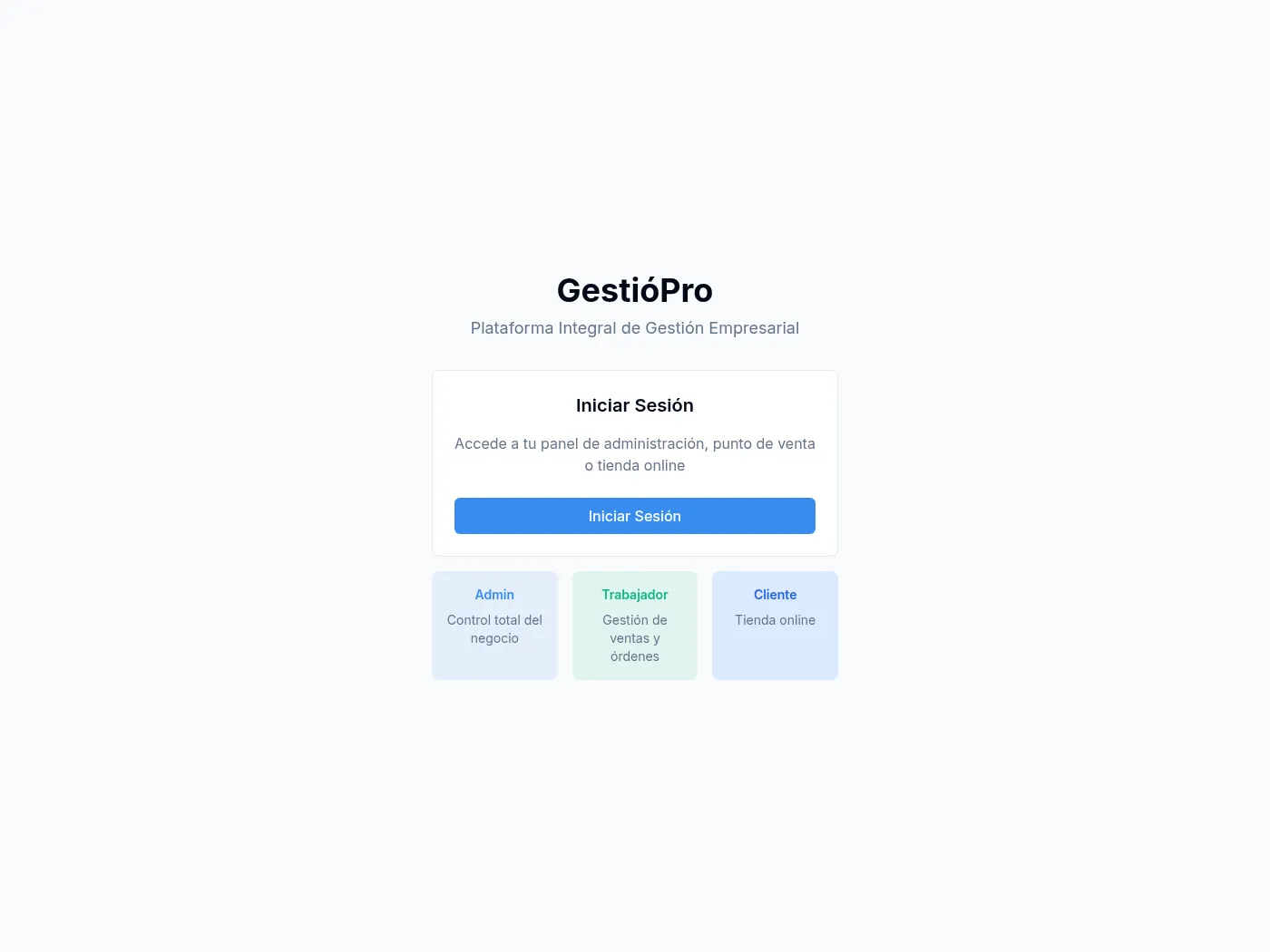 Plataforma Integral de Gestión para Negocios con Paneles de Administración, Ventas y Clientes
